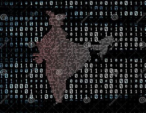 Binary Digital Array Big Data Transmission And Map Of India Programming And Intelligent