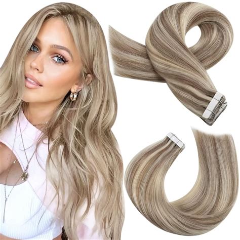 Moresoo Tape In Human Hair Extensions 20 Inch Highlighted Hair Extensions Tape In