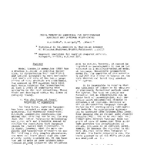 Model Theoretic Semantics For Many Purpose Languages And Language Hierarchies Acl Anthology