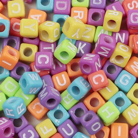Plastic Alphabet Letter Beads A Z Cube Beads 4 Colourways With Matching