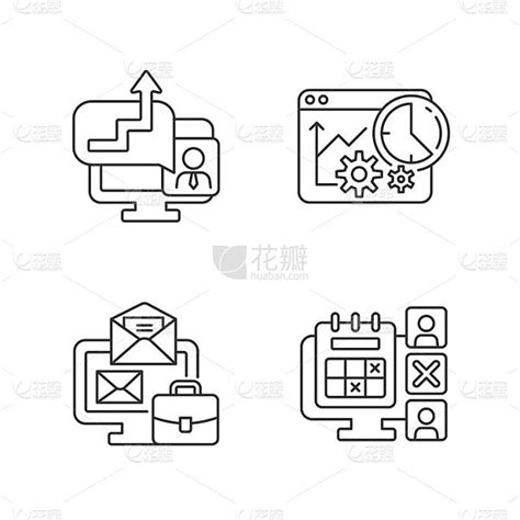 工作跟踪器线性图标集