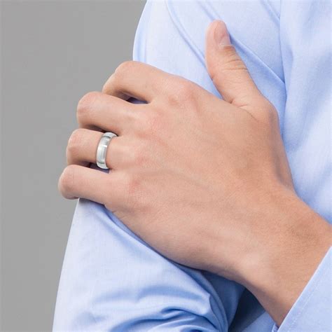 High Quality 6mm Cobalt Sterling Silver Inlay Band Stylish Satin Finish