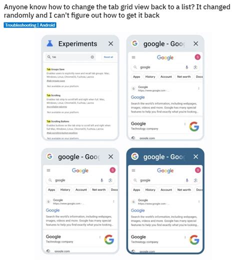 Google Chrome Tabs Switched From List To Grid View On Android