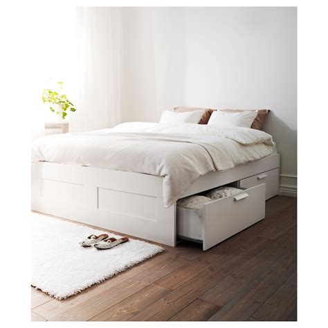 BRIMNES Bedframe met opberglades Wit/luröy 160 x 200 cm - IKEA