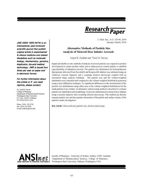 Pdf Alternative Methods Of Particle Size Analysis Of Metered Dose Inhaler Aerosols
