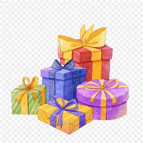 수채화 일러스트 선물 상자 더미 리본 수채화 선물 생신 Png 일러스트 및 Psd 이미지 무료 다운로드 Pngtree