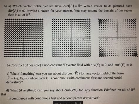 Solved 34 A Which Vector Fields Pictured Have Curlf