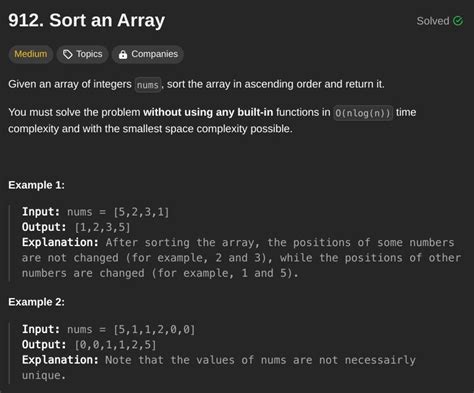 Kishore Sn On Linkedin Leetcode 912 Sort An Array Anyone Would Know That There Are Several