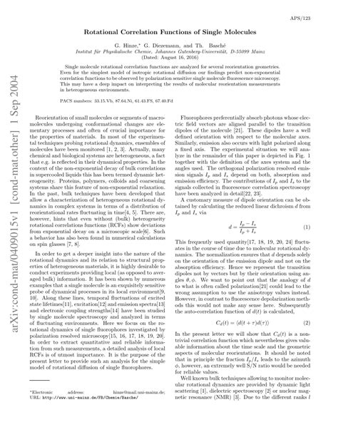Pdf Rotational Correlation Functions Of Single Molecules