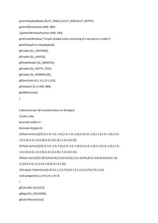 Computer Graphics Opengl Programs For Cse Students Docx