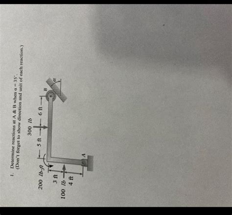 Solved 1 Determine Reactions At A And B When α 35∘ Dont