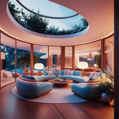 Vibrant 3d Digital Rendering Of A Futuristic Living Room Premium Ai Generated Image
