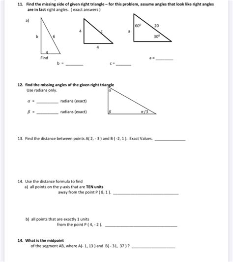Solved 11 Find The Missing Side Of Given Right Triangle
