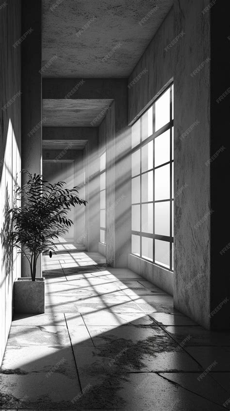 Premium Photo A Plant In A Pot In An Empty Room