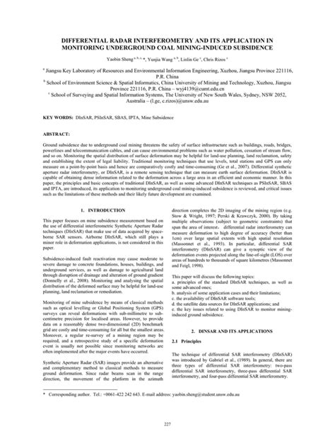 Differential Radar Interferometry And Its Application In