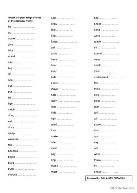 Irregular Verbs Exercise English Esl Worksheets Pdf And Doc