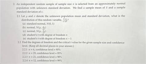 Solved An Independent Random Sample Of Sample Size N Is Chegg