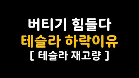 버티기 힘들다 테슬라 하락이유 테슬라 재고량 의미 Youtube