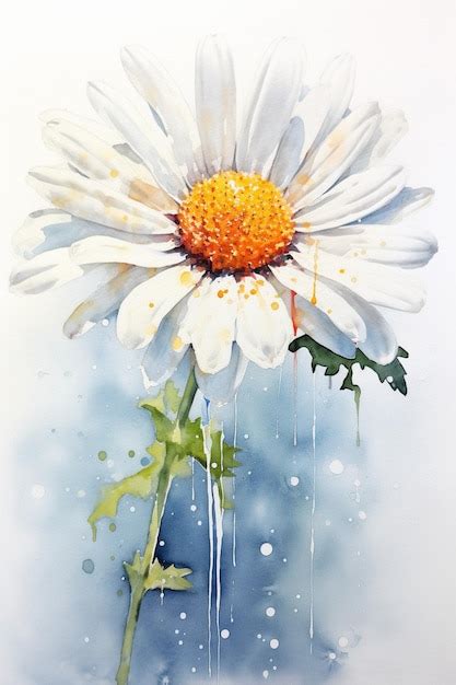 Premium Ai Image A Watercolor Painting Of A Daisy With Watercolors