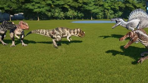 2 Spinosaurus Vs 3 Ceratosaurus Jurassic World Evolution Youtube