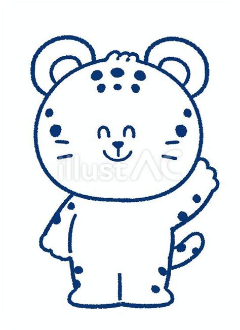 笑顔のヒョウのイラスト モノクロイラスト No 24151545無料イラスト フリー素材ならイラストAC
