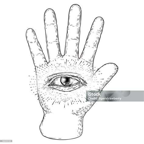 Tangan Peramal Seni Ramal Tapak Tangan Dengan Semua Mata Yang Melihat Simbol Spiritualitas