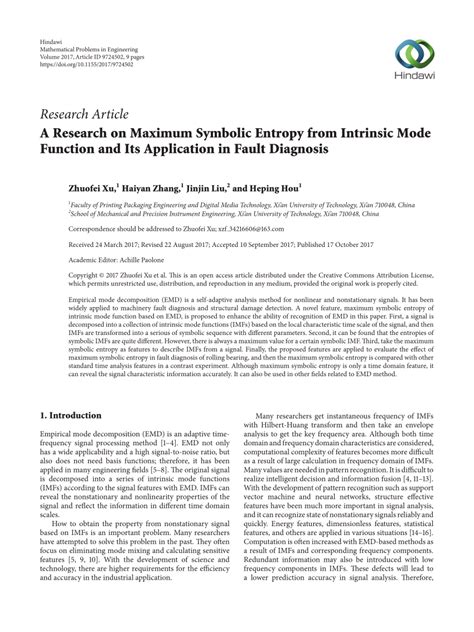 Pdf A Research On Maximum Symbolic Entropy From Intrinsic Mode
