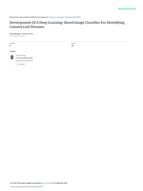 Development Of A Deep Learning Based Image Classifier For Identifying Cassava Leaf Diseases