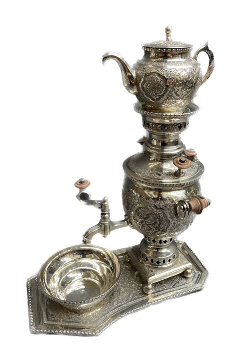 19th Century Persian Iranian Hallmarked Isfahan Silver Hand Chased