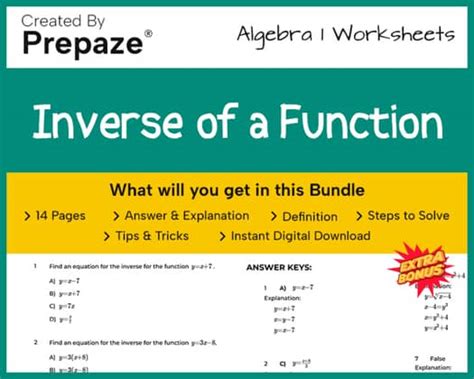 Inverse Of A Function Free Sample By Prepaze Tpt
