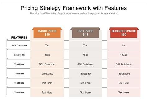 Pricing Strategy Framework With Features Ppt Powerpoint Presentation
