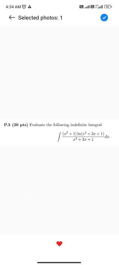 solved p 3 20 pts evaluate the following indefinite
