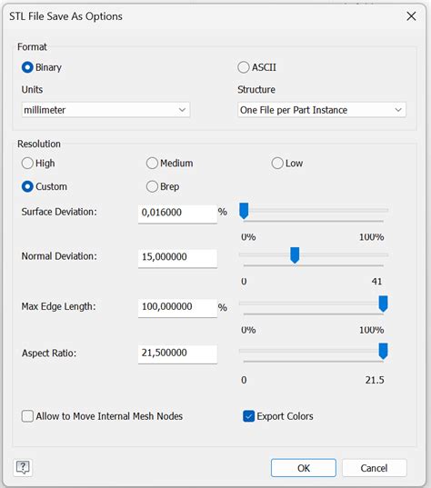 Solved STL Export Options Do Nothing Inventor 2025 Autodesk Community