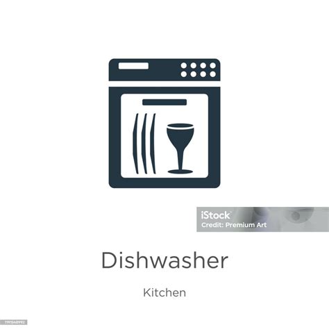 식기 세척기 아이콘 벡터입니다 흰색 배경에 고립 된 주방 컬렉션에서 트렌디 한 평면 식기 세척기 아이콘 벡터 일러스트는 웹 및