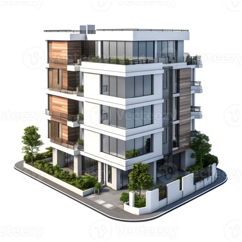 High Resolution Isolated Apartment Building Model For Architecture