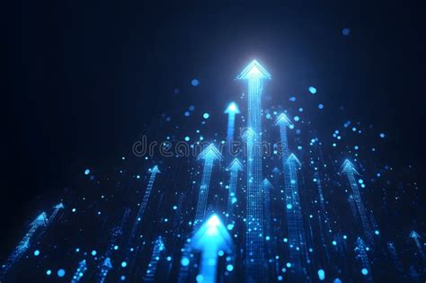 Abstract Glowing Arrows Pointing Upwards On A Dark Background Symbolizing Growth And Progress