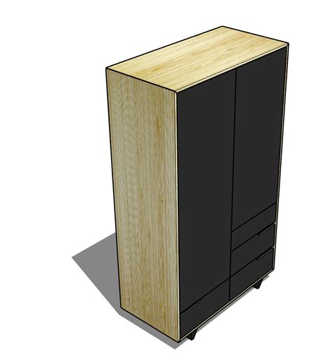 长方形的黄色棕色相间的柜子su模型 柜子 土木在线