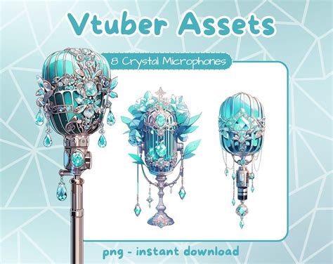Vtuber Crystal Microphones Pngtuber Fantasy Asset Turquoise Mic For