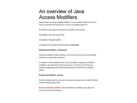 An Overview Ofjavaaccessmodifiers Ppt