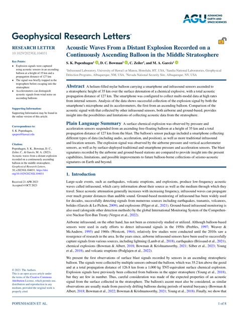Pdf Acoustic Waves From A Distant Explosion Recorded On A Continuously Ascending Balloon In
