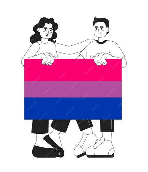 Premium Vector People With Bisexual Flag Monochromatic Flat Vector