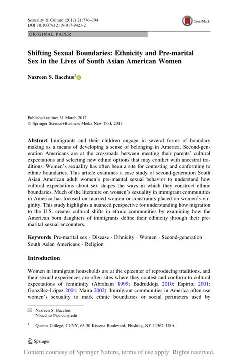 Shifting Sexual Boundaries Ethnicity And Pre Marital Sex In The Lives Of South Asian American Women Shifting Sexual Boundaries Ethnicity And Pre Marital Sex In The Lives Of South Asian American Women