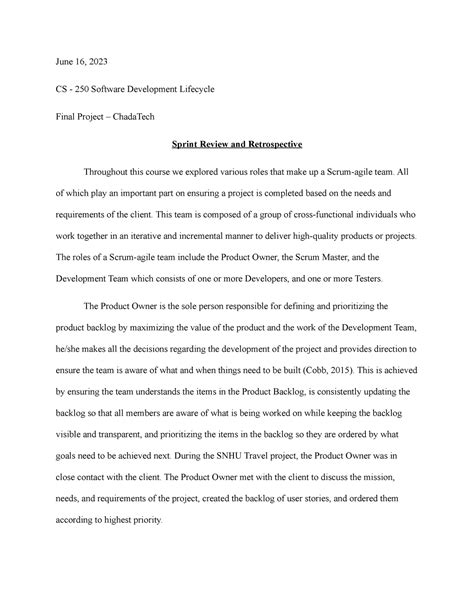 Cs 250 Final Project June 16 2023 Cs 250 Software Development Lifecycle Final Project