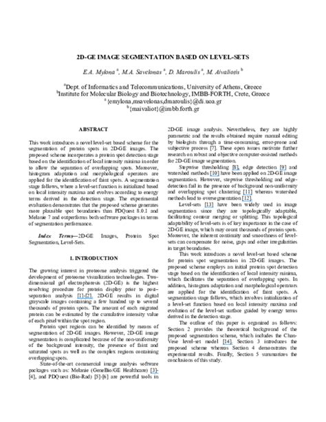 Pdf 2d Ge Image Segmentation Based On Level Sets