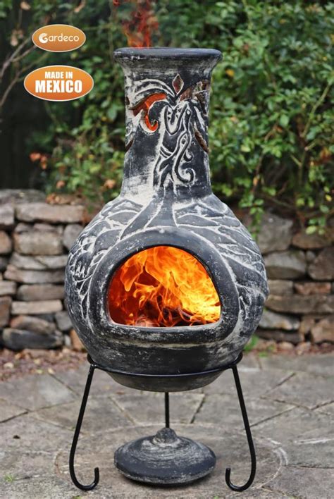 Clay Chiminea La Hacienda Cardon Cactus Design Clay Chiminea Patio