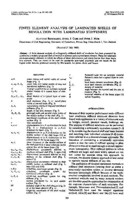 Pdf Finite Element Analysis Of Laminated Shells Of Revolution With Laminated Stiffeners