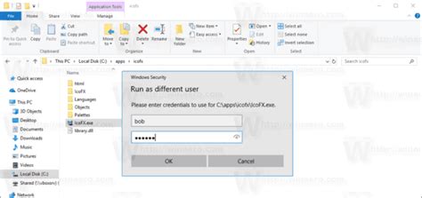 how to run an app as a different user in windows 10