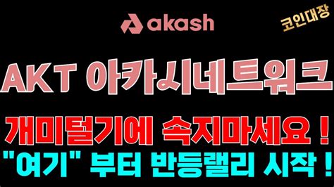 Akt 아카시네트워크 코인전망 개미털기에 속지 마세요 여기 부터 반등랠리 시작 Youtube