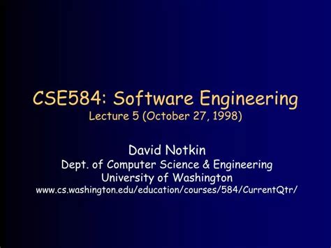 Ppt Cse584 Software Engineering Lecture 5 October 27 1998 Powerpoint Presentation Id4780603