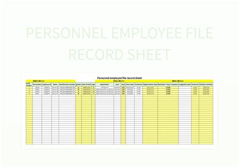 Employee Personnel File Record Sheet Excel Template And Google Sheets